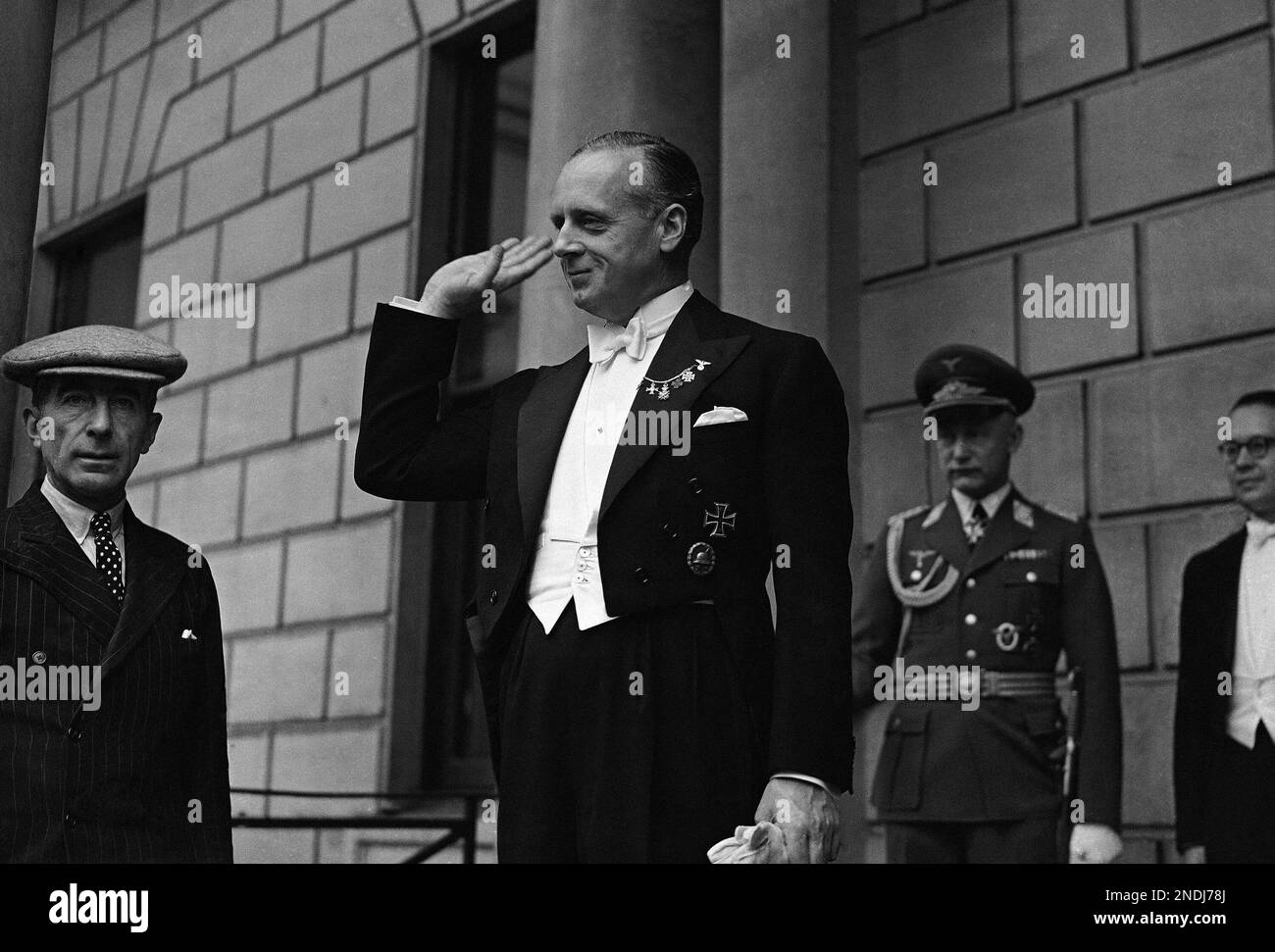 Joachim von Ribbentrop, the new German Ambassador salutes after meeting ...