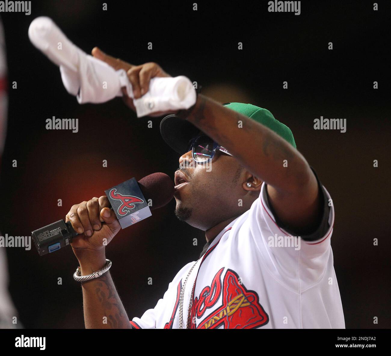 Entertainer Big Boi sings "Take me out to the Ball Game" during the ...