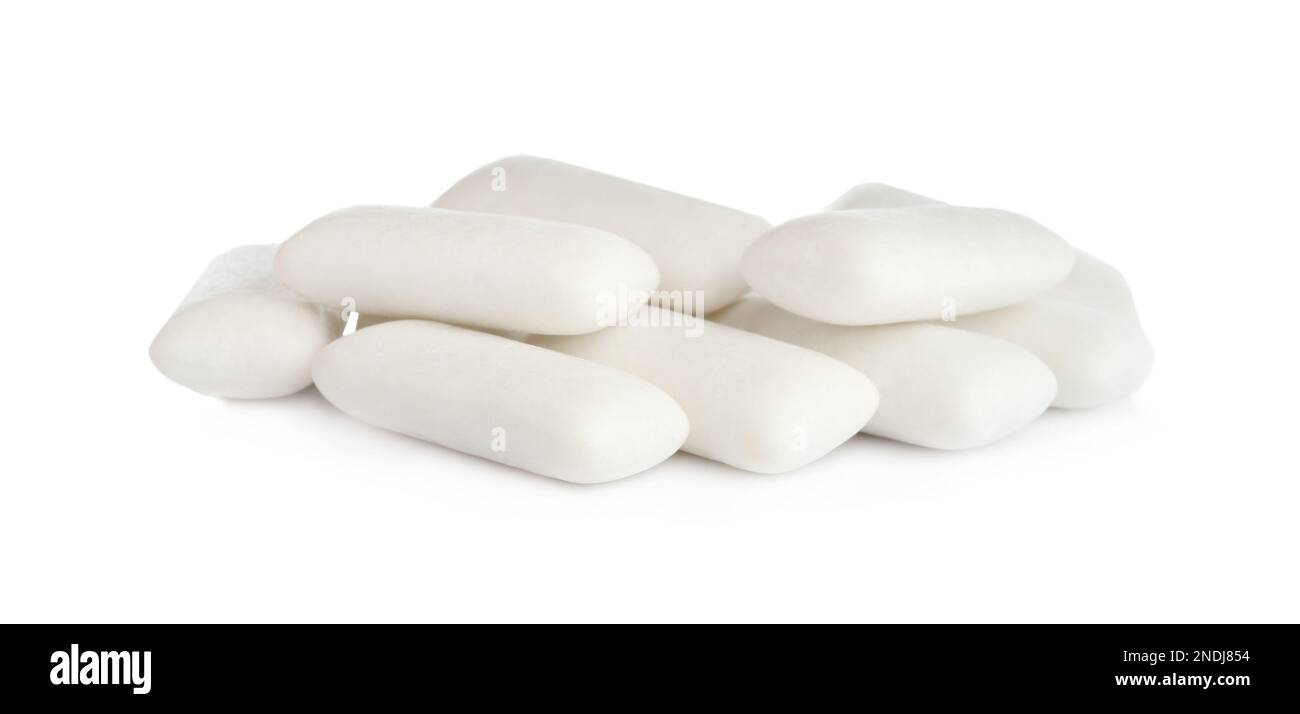 Heap of chewing gum pieces on white background Stock Photo - Alamy