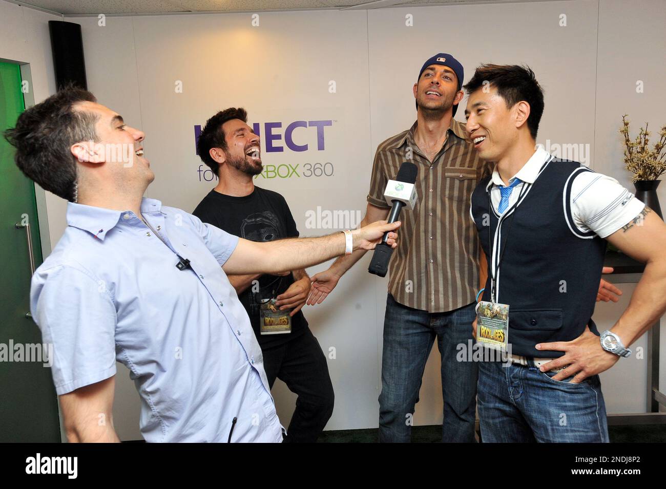 LOS ANGELES - JUNE 15: (2nd L-R) Actors Joshua Gomez, Zachary Levi and ...
