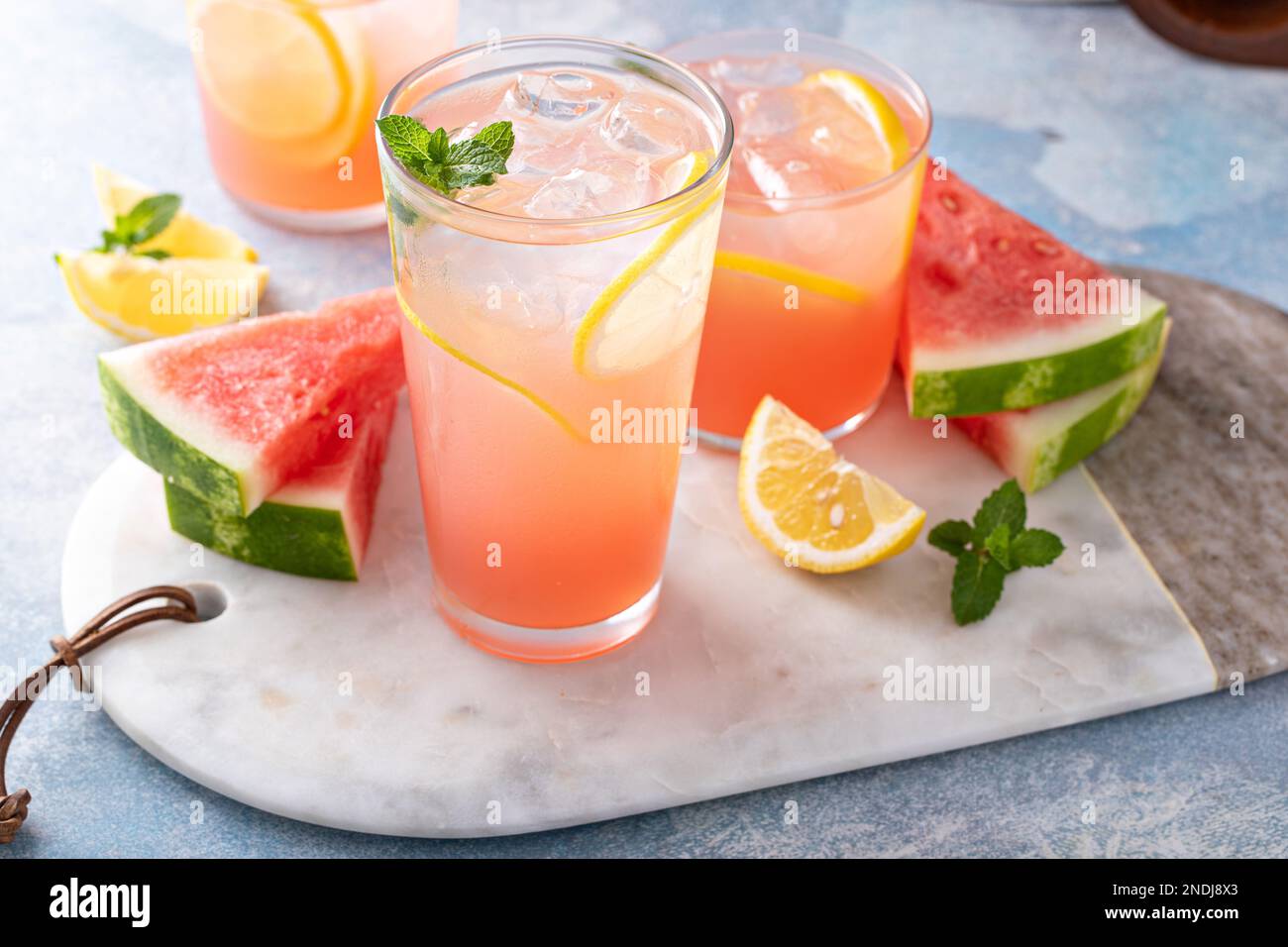 Watermelon and lemon drink, refreshing summer cocktail or mocktail Stock Photo - Alamy