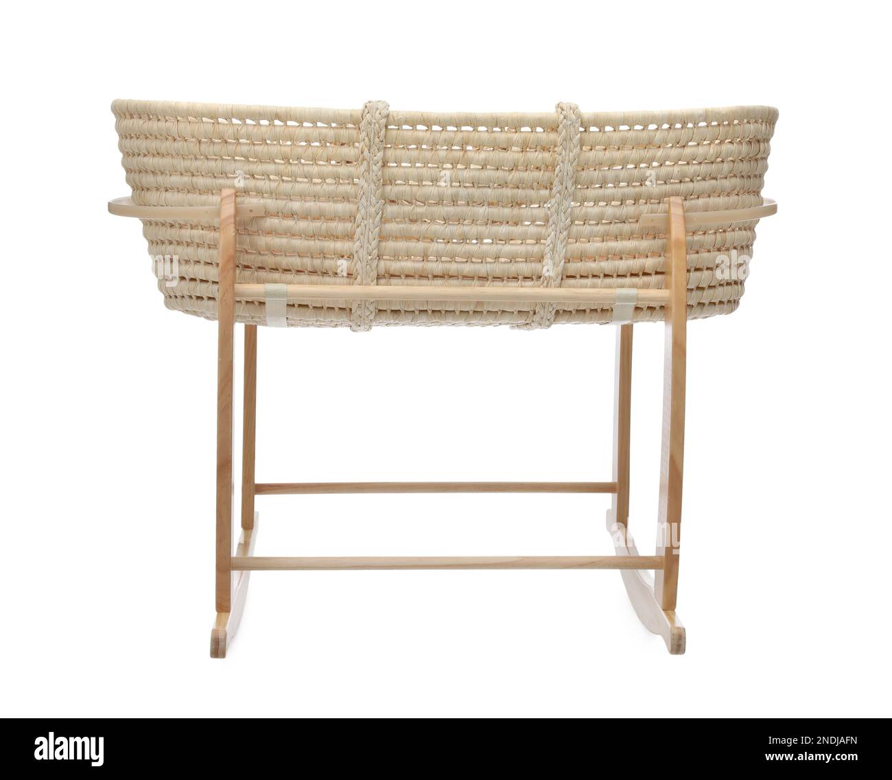Wicker crib on white background. Interior element Stock Photo - Alamy