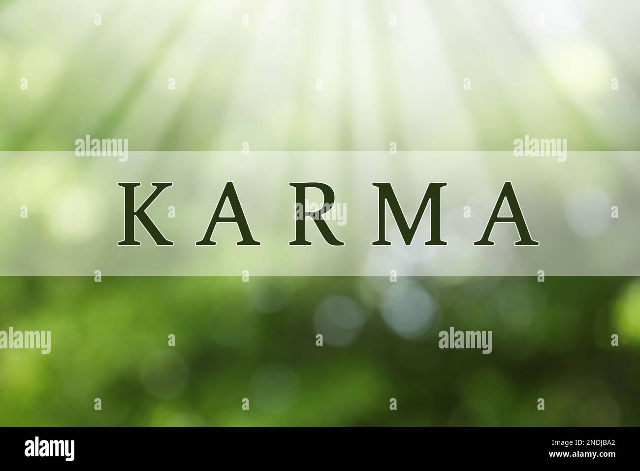 Word KARMA on blurred green background, bokeh effect Stock Photo - Alamy