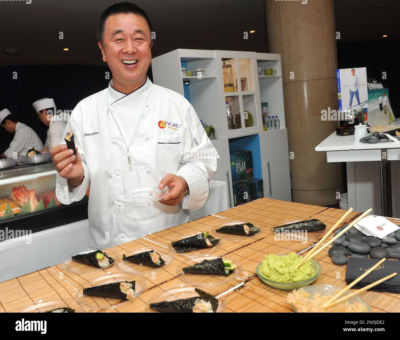 Chef Nobu Matsuhisa serves out of the FIJI Water Kitchen at the "Silver ...