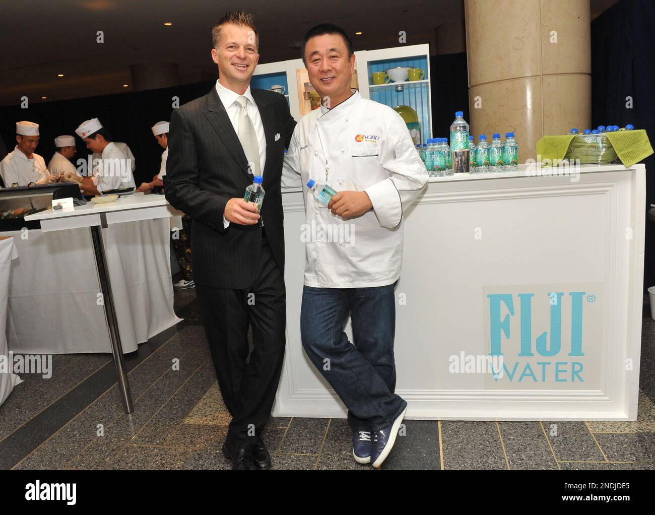 Chef Nobu Matsuhisa and John Cochran, President FIJI Water, at the FIJI ...