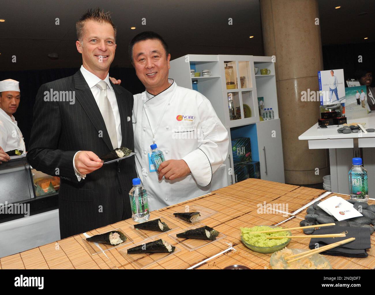 Chef Nobu Matsuhisa and John Cochran, President FIJI Water, at the FIJI ...