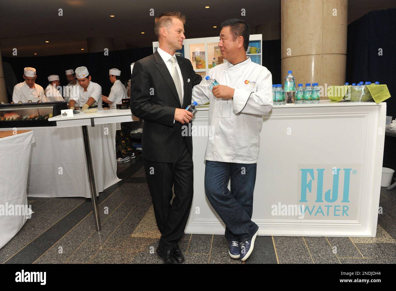 Chef Nobu Matsuhisa and John Cochran, President FIJI Water, at the FIJI ...