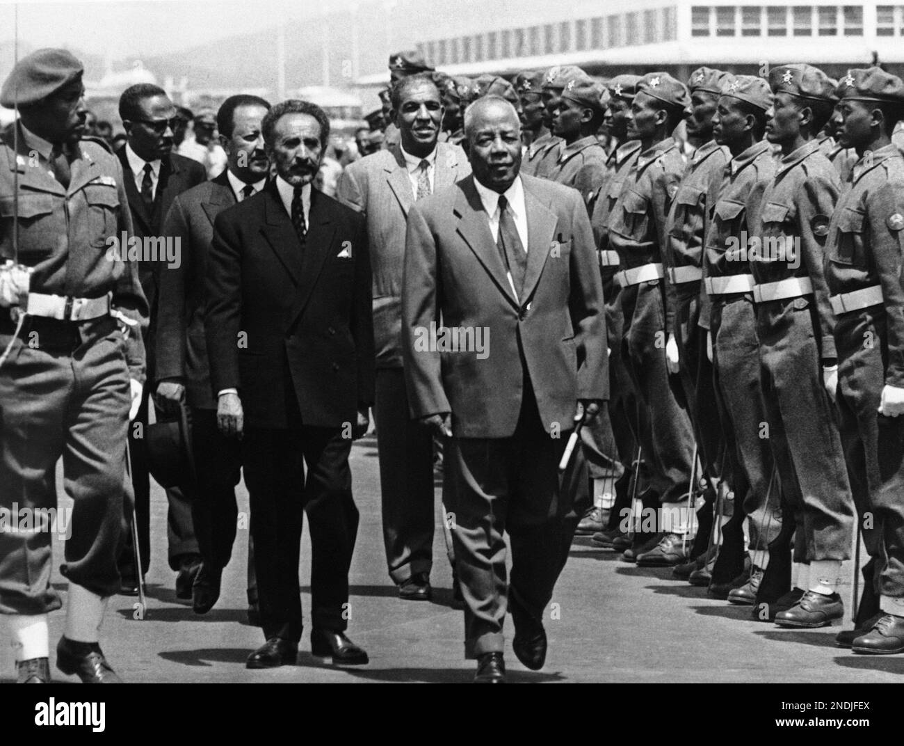 President of Sudan Alferic Ibrahim Aboud, right, flanked by Emperor ...