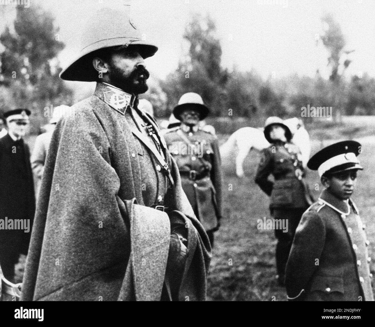 Emperor Haile Selassie, left, and his son, Prince Makonnen, right, at a ...