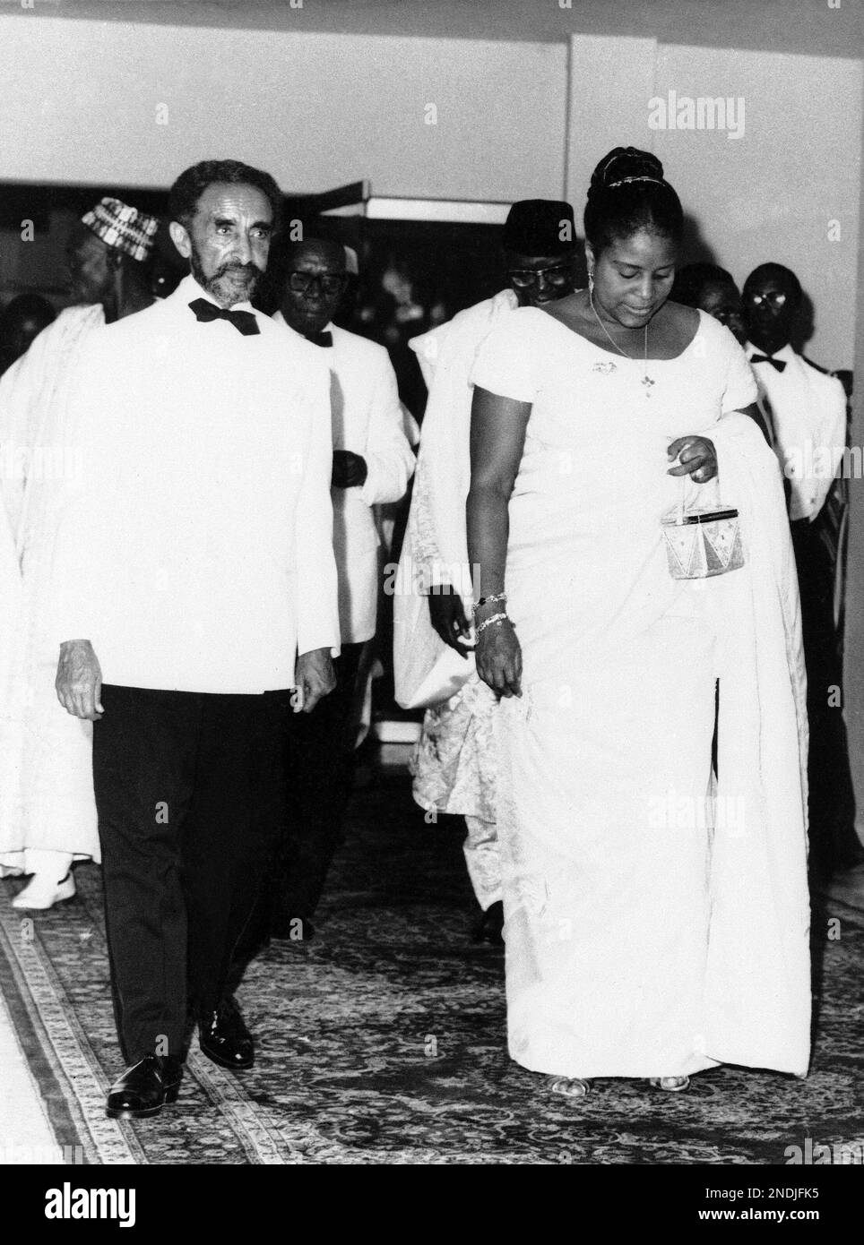 Emperor Haile Selassie of Ethiopia and Mrs. Flora Azikiwe, wife of the ...