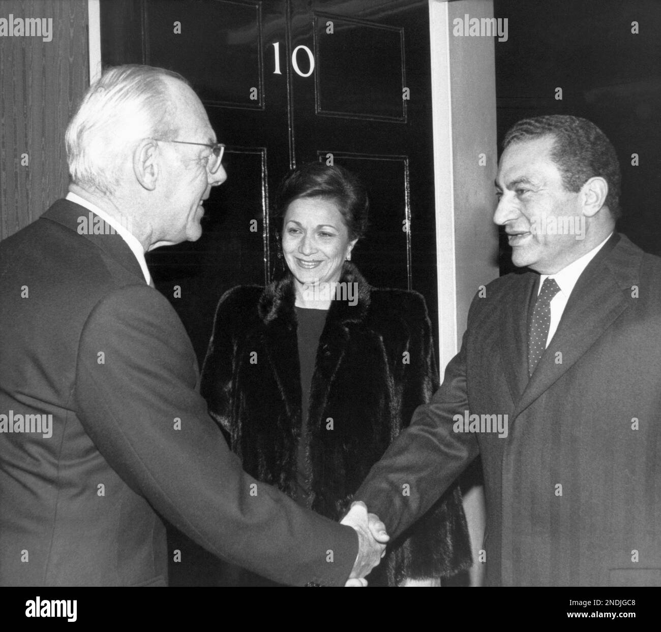 Premier Thatcher’s husband Denis, on the threshold of No. 10 Downing ...