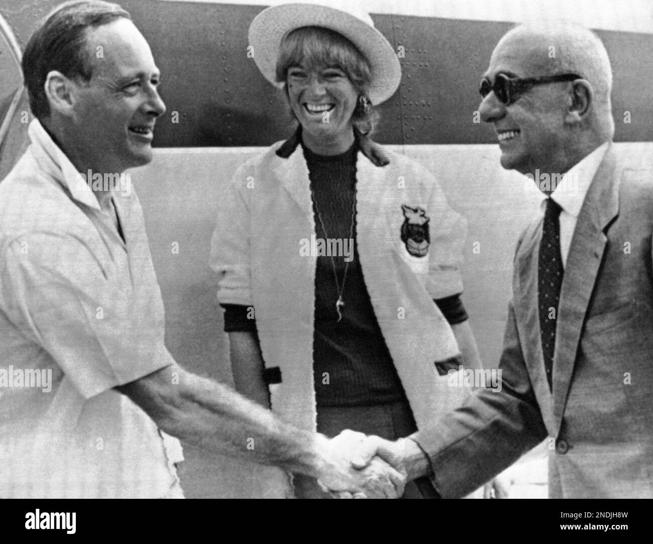 British driving ace Donald Campbell, left, and his wife Tonia Bern are ...