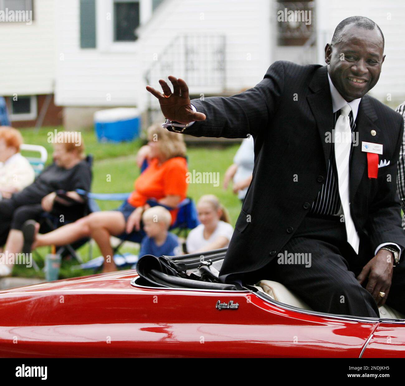 International Boxing Hall of Fame 2010 inductee Larry Hazzard waves to ...