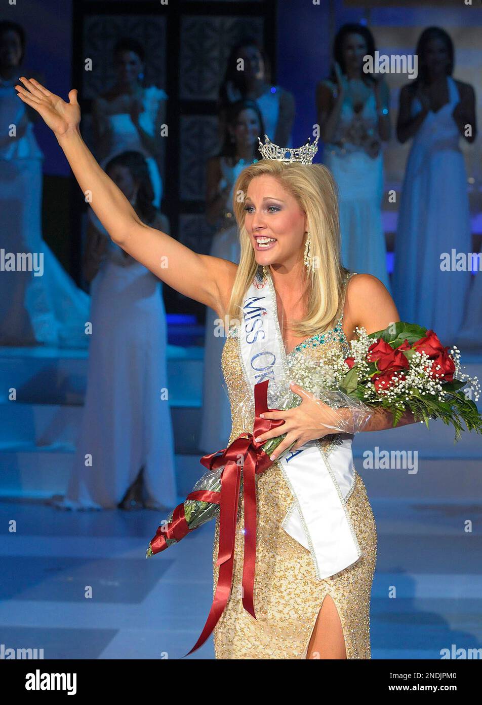 Emoly West walks the stage after being crowned Miss Oklahoma during the ...