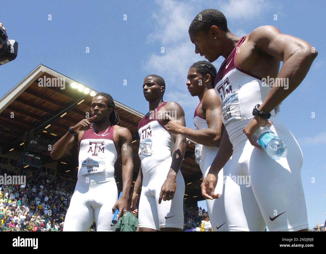 Members of the Texas A&M men's winning 4x400 Meter Relay team from left ...