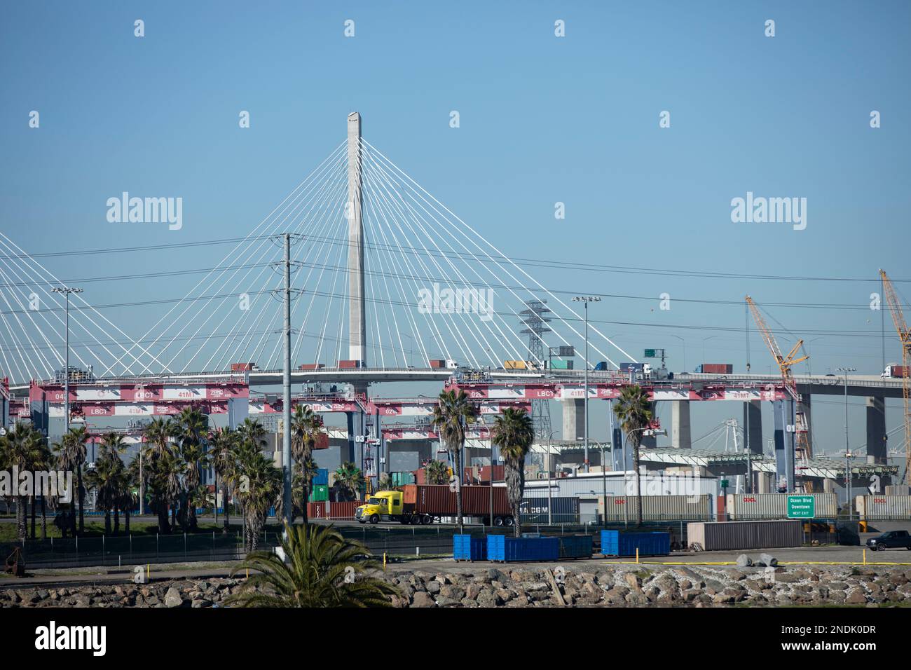 Long Beach, California, USA - July 24, 2023: Port container traffic ...