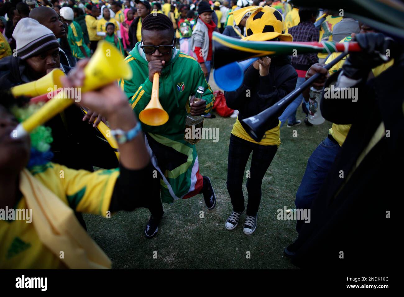 South African socer fans are seen during the soccer World Cup group A ...