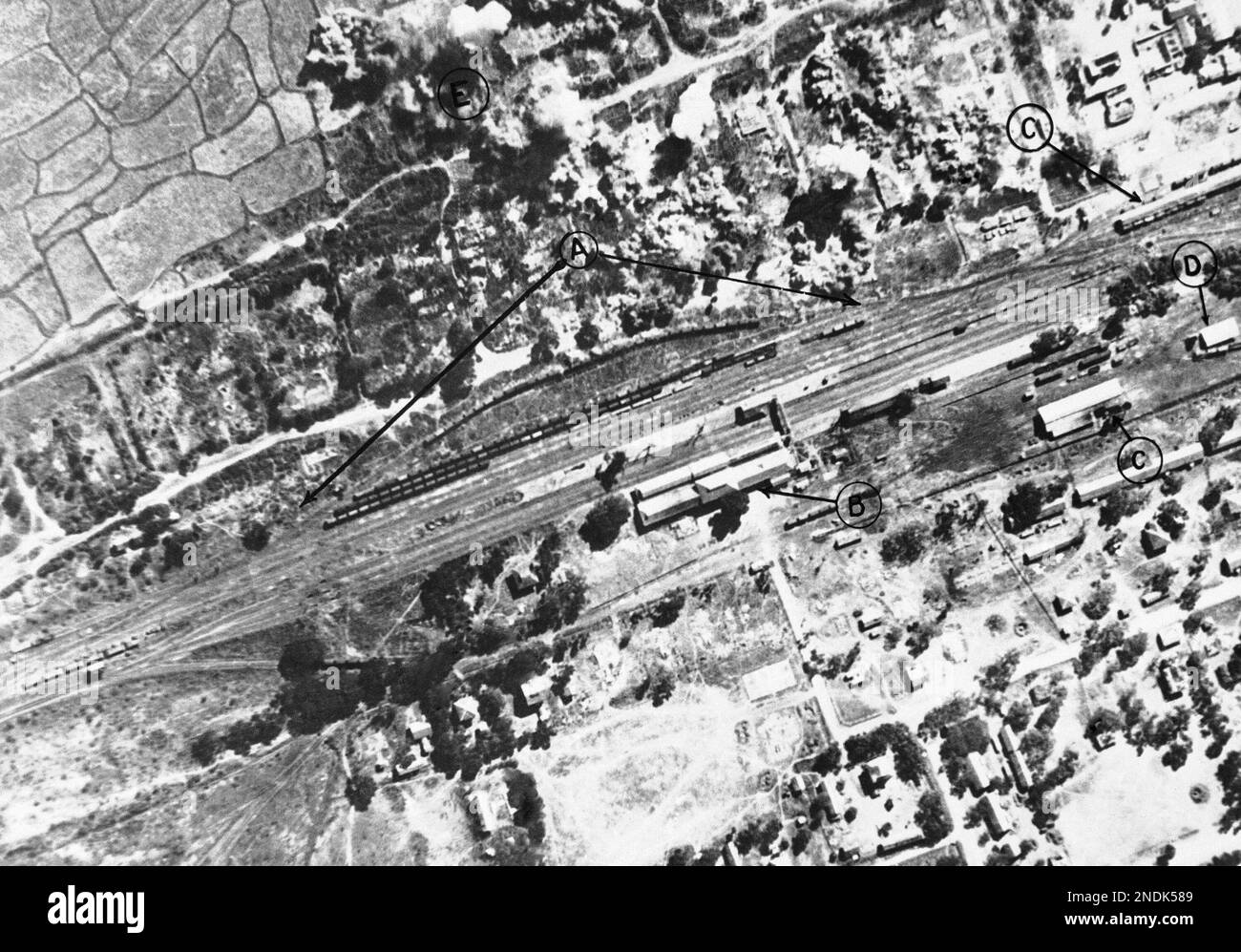 Taken during the first raid of the U.S. airmen in Burma Nov. 1, 1943 ...