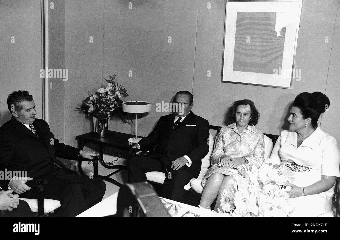 From Left to right are: Romanian President Nicolae Ceausescu, President ...