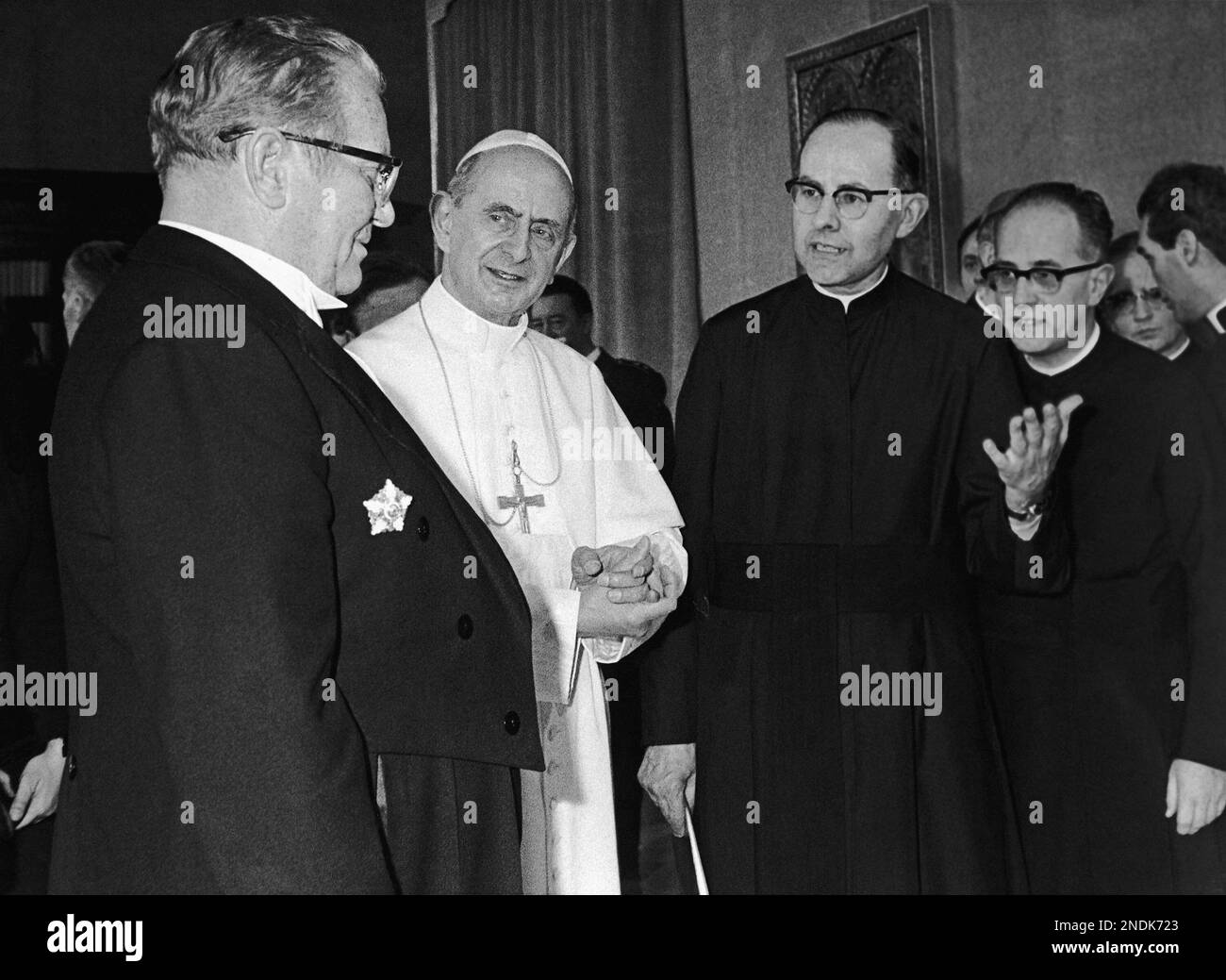 Pope Paul VI shows Yugoslav President Josip Broz Tito into the Papal ...