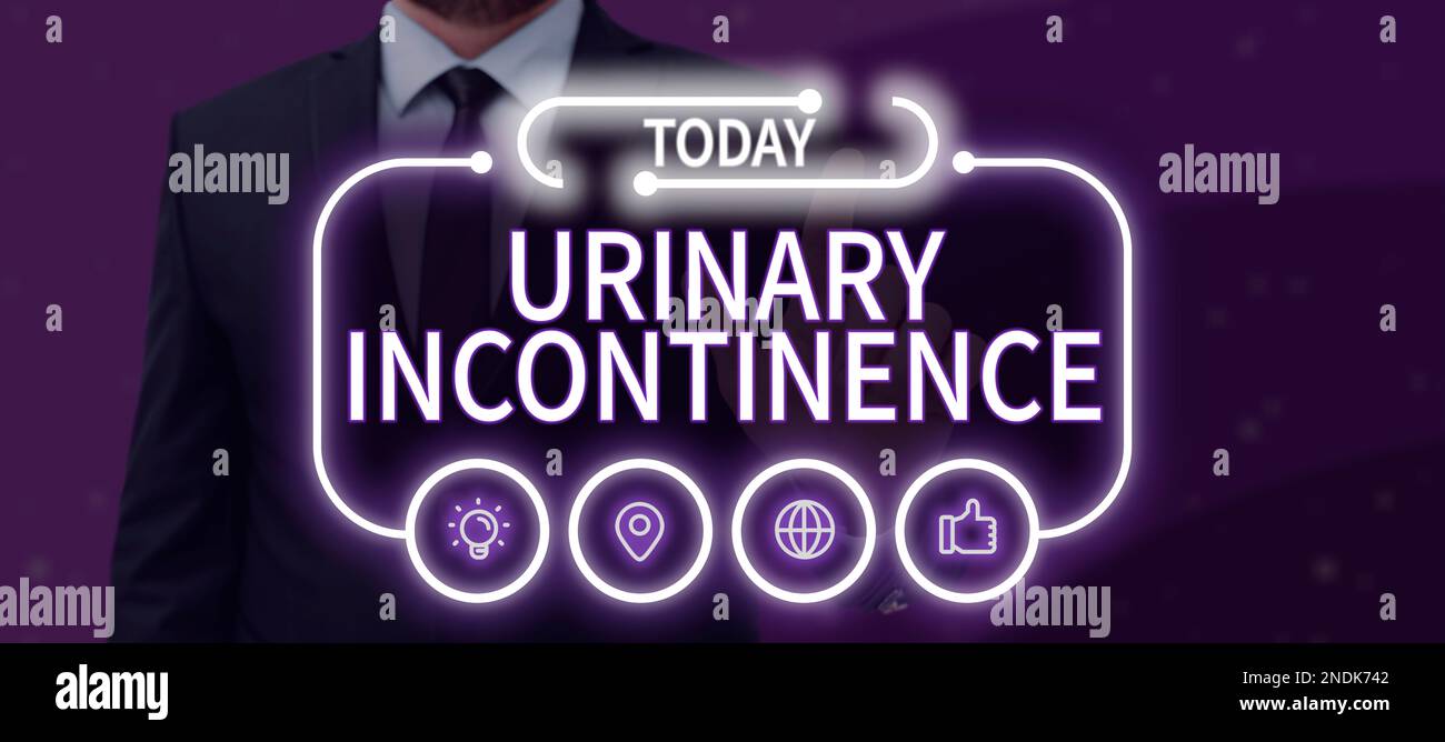 Text sign showing Urinary Incontinence. Business overview uncontrolled ...