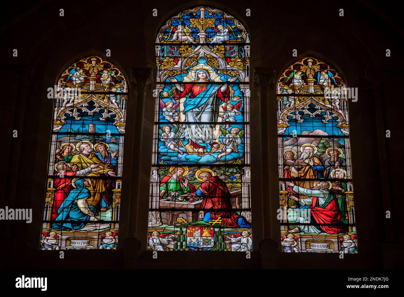 Stained glass window depicting the Assumption of Mary, Cathedral of ...