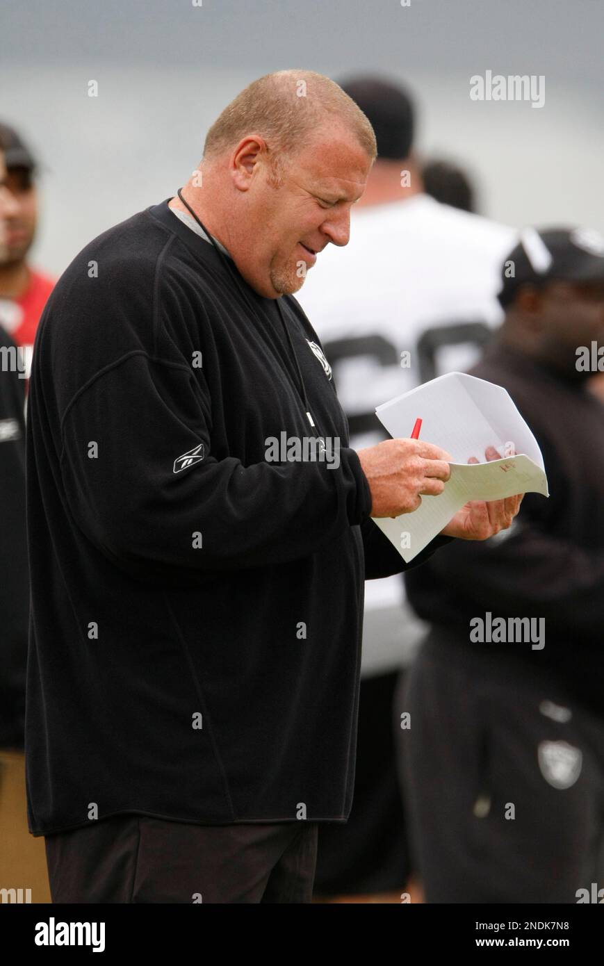 Oakland Raiders head coach Tom Cable during NFL football Organized Team ...