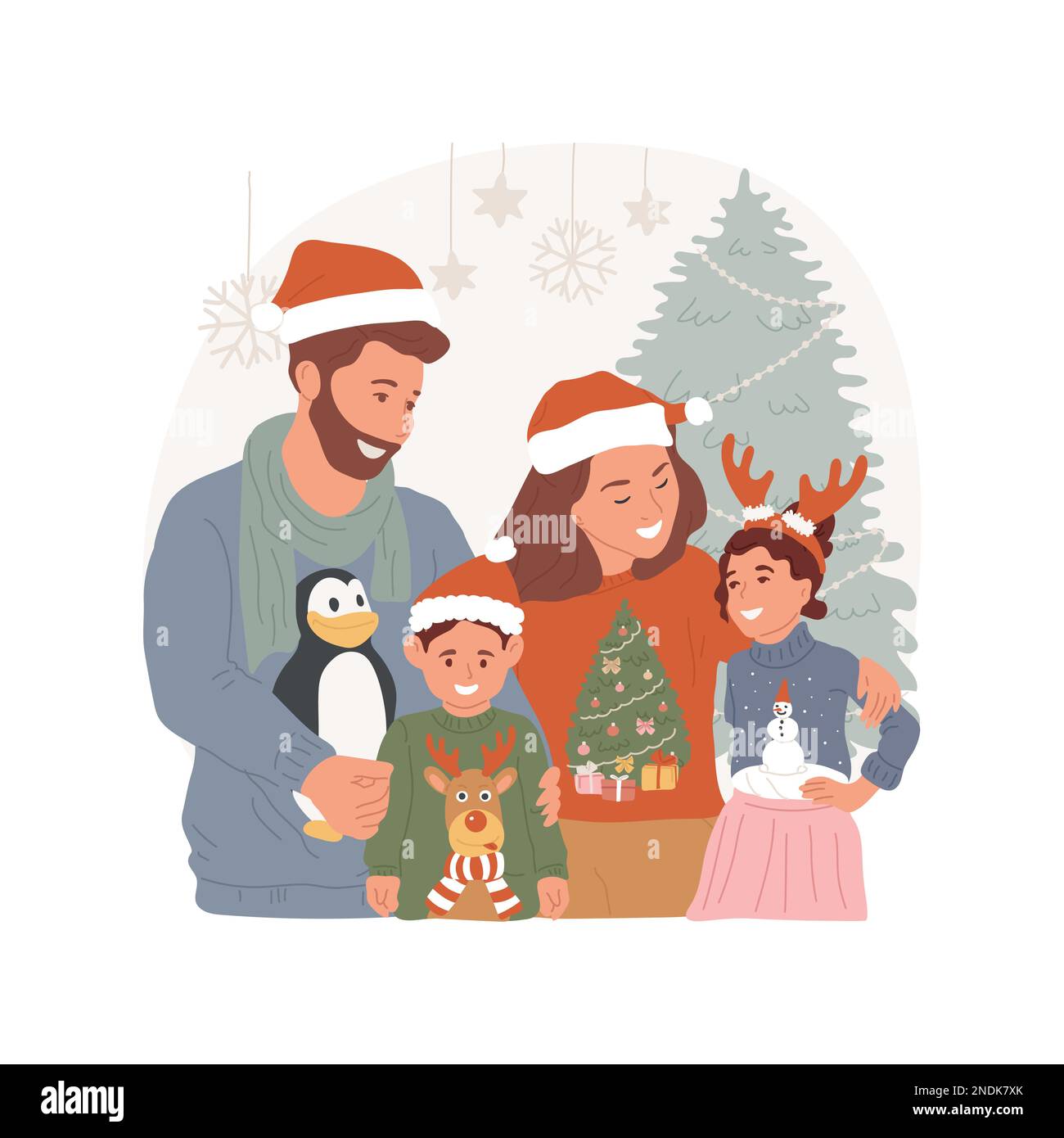 Family sweater isolated cartoon vector illustration. Family wearing ...