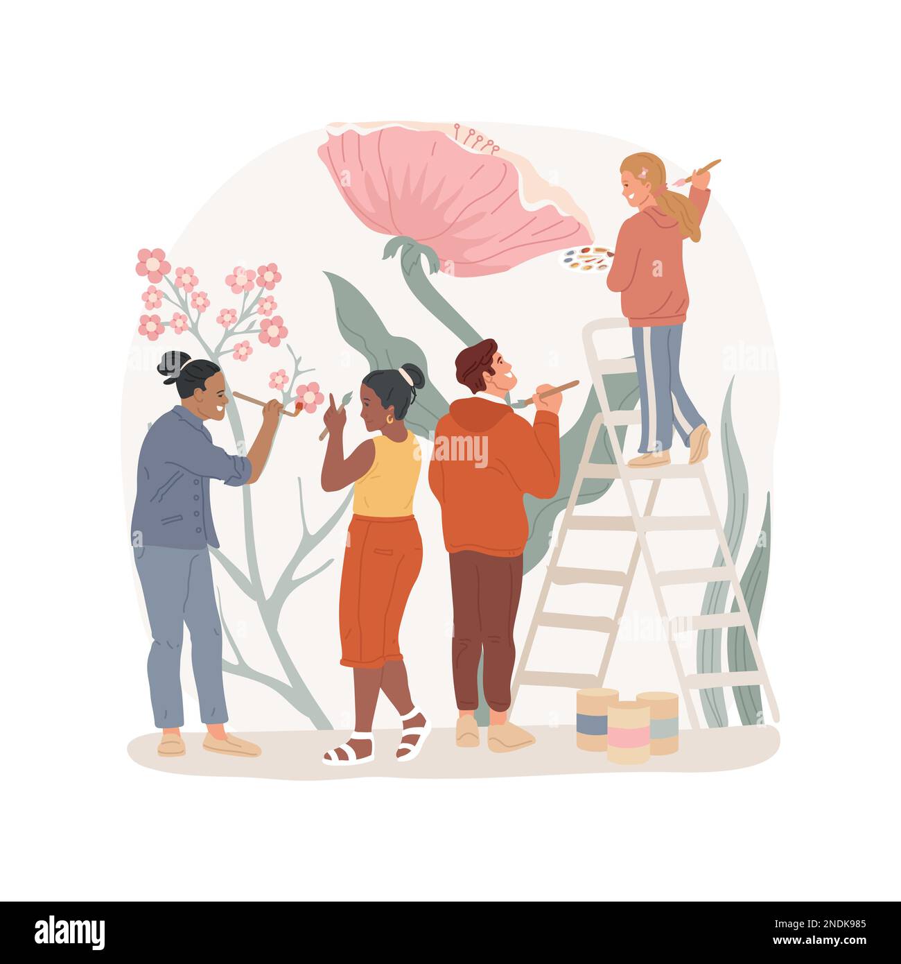 Painting the wall in a public place isolated cartoon vector ...