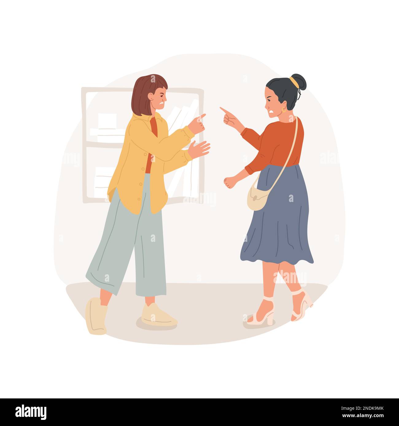 Friends fight isolated cartoon vector illustration. Two women having ...
