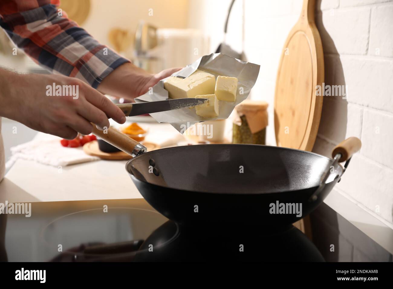 Hands man putting organic hi-res stock photography and images - Alamy