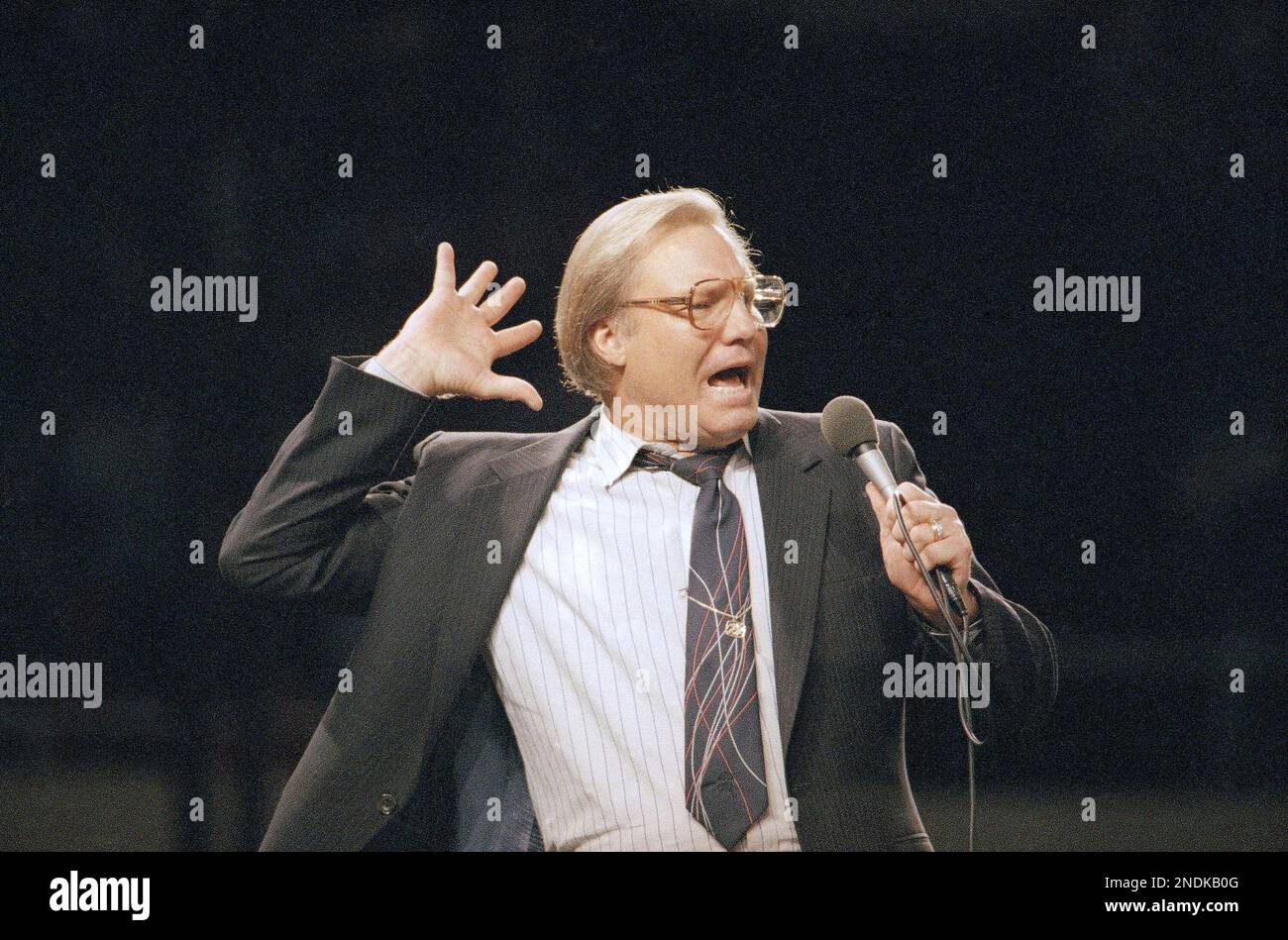 The Rev. Jimmy Swaggart gestures as he preaches the Gospel to the ...