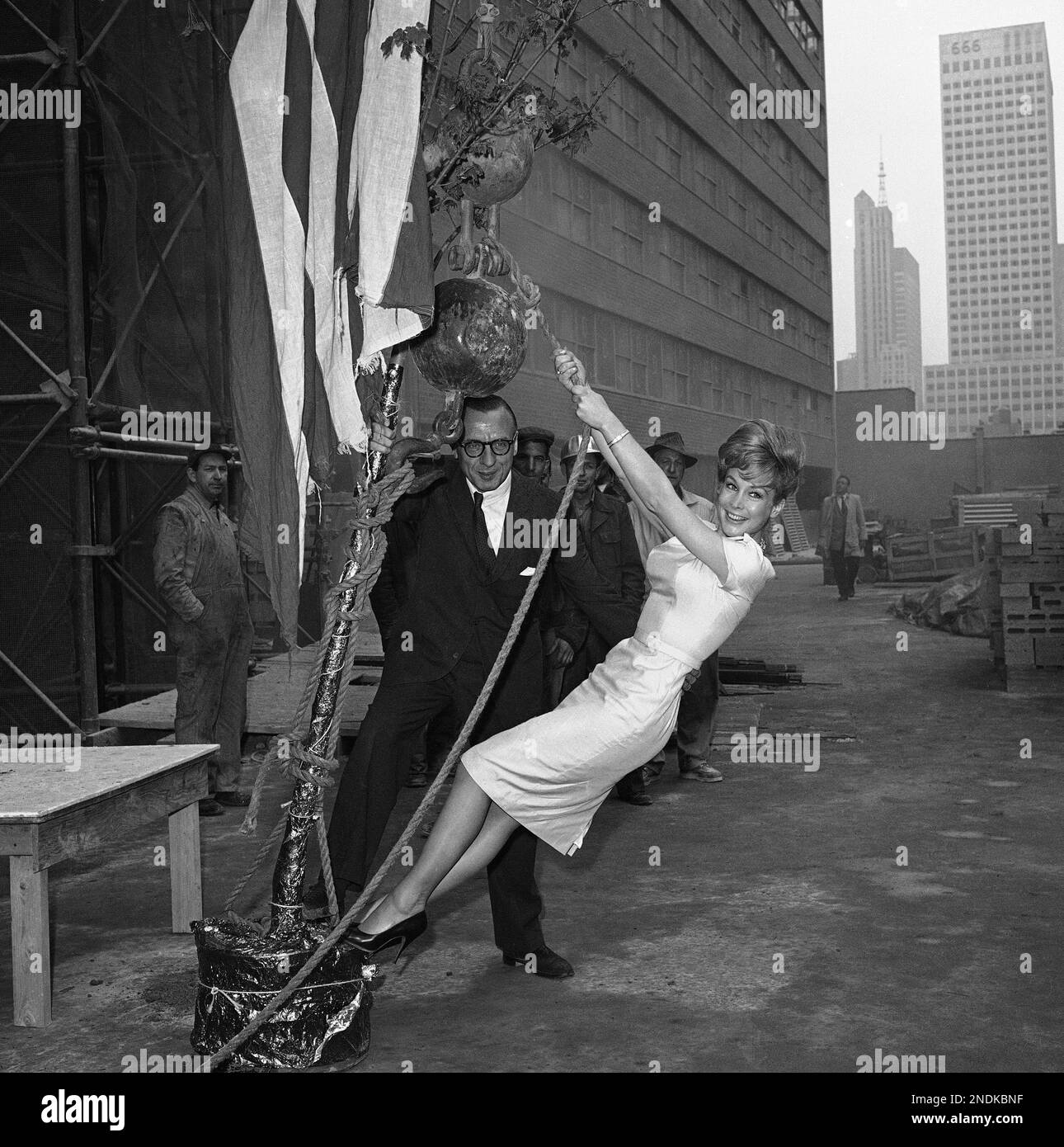 Actress Barbara Eden poses with a sugar maple sapling as it was about ...