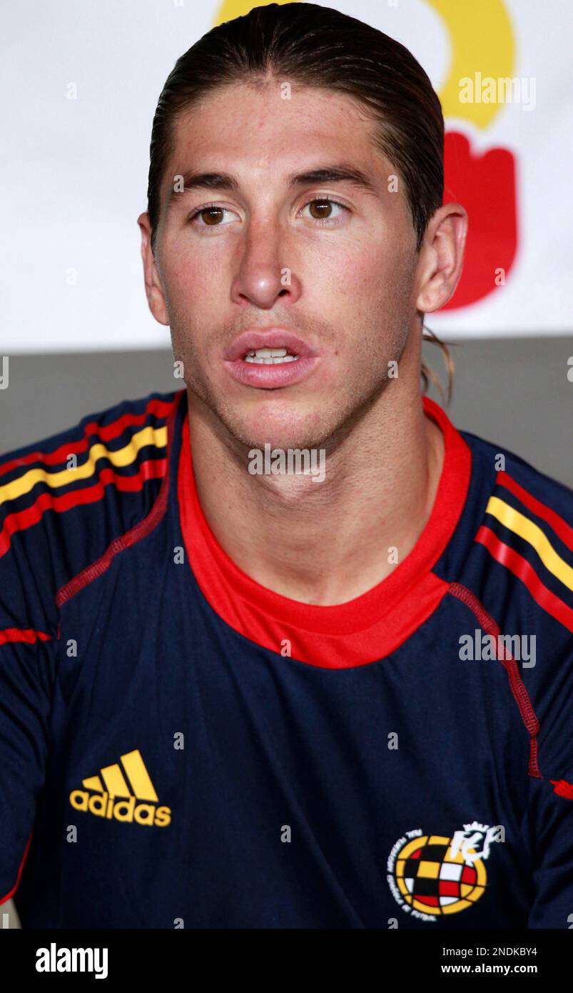 Spain's Sergio Ramos is seen before a friendly soccer match against ...