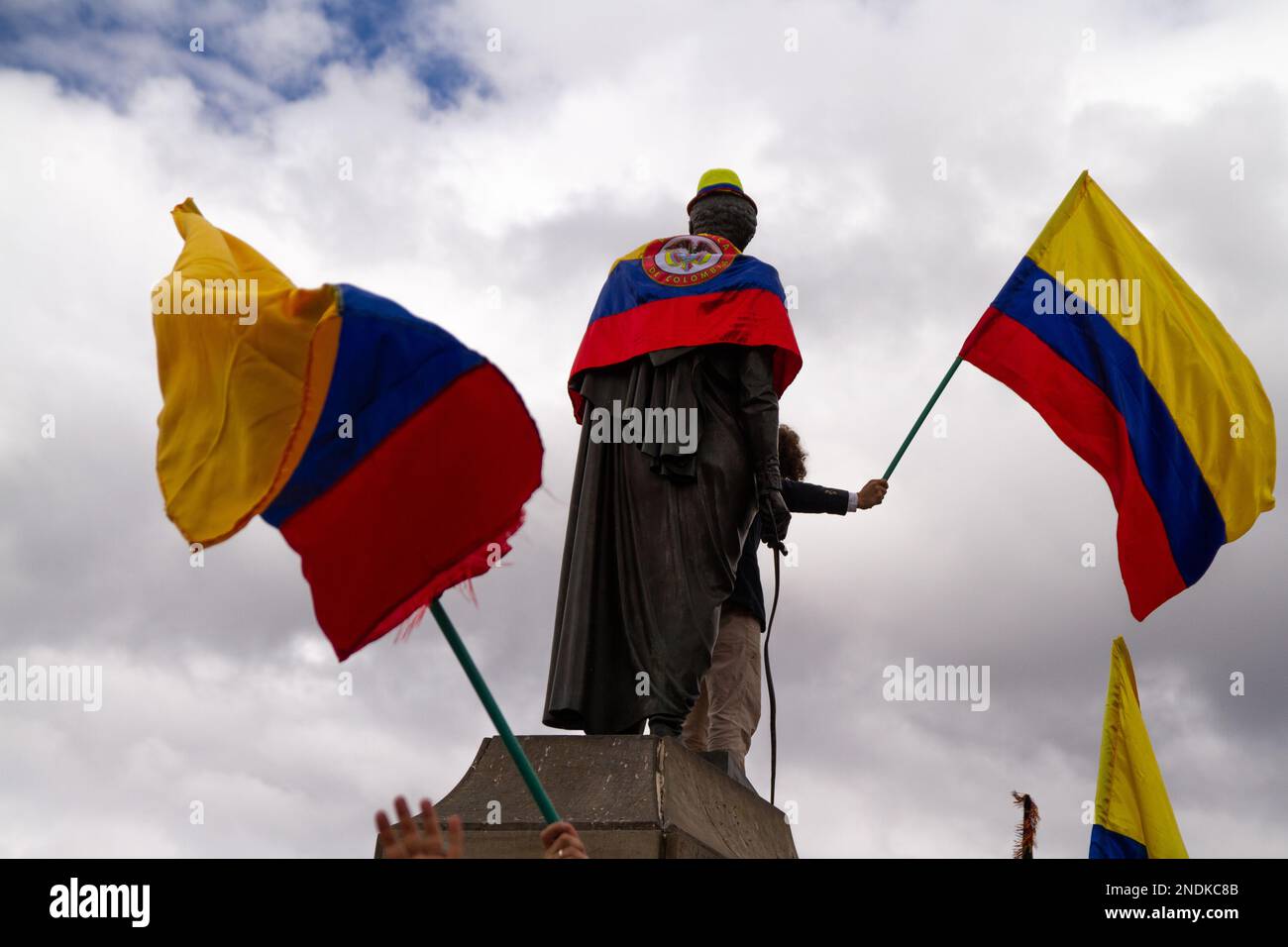 during the demonstrations against the reform proposals of Colombian president Gustavo Petro, in ...