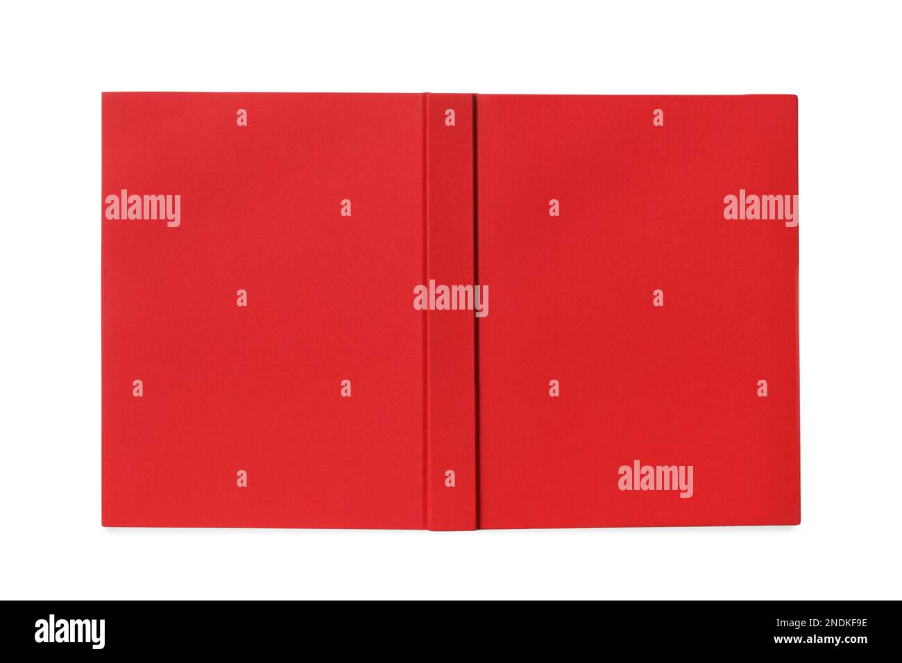 Open book with red cover on white background Stock Photo - Alamy