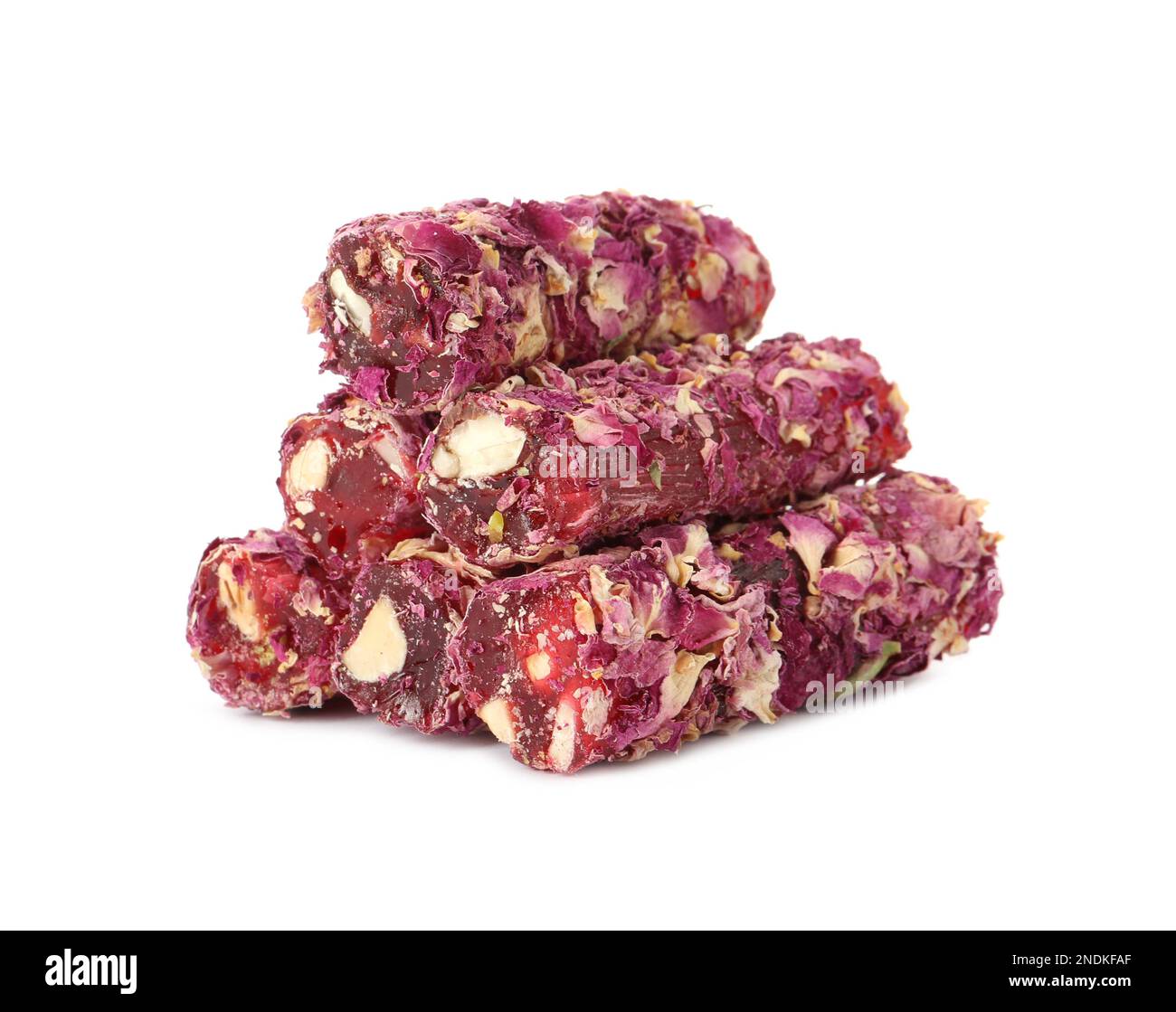 Tasty turkish delight dessert on white background Stock Photo - Alamy