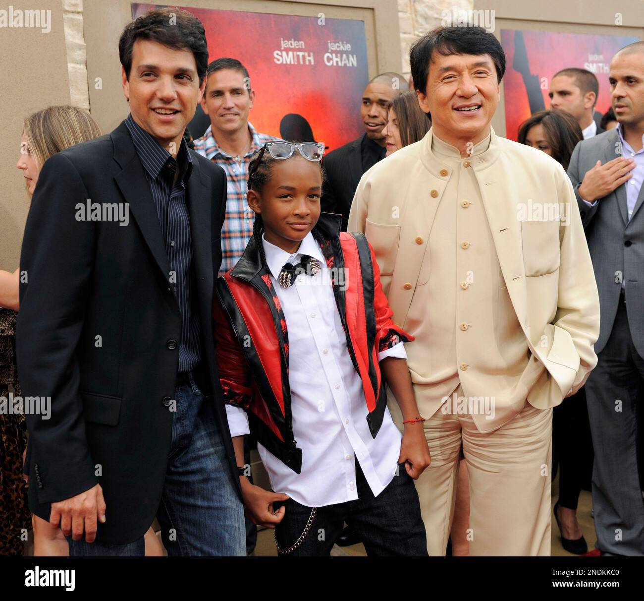 Ralph Macchio, left, star of the original "The Karate Kid," poses with ...