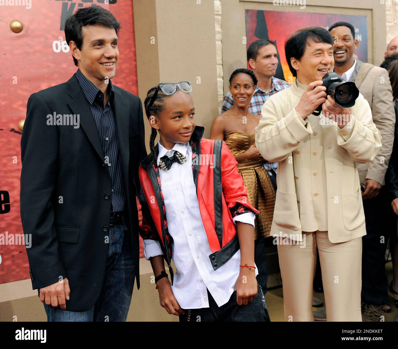 Ralph Macchio, left, star of the original "The Karate Kid," poses with ...