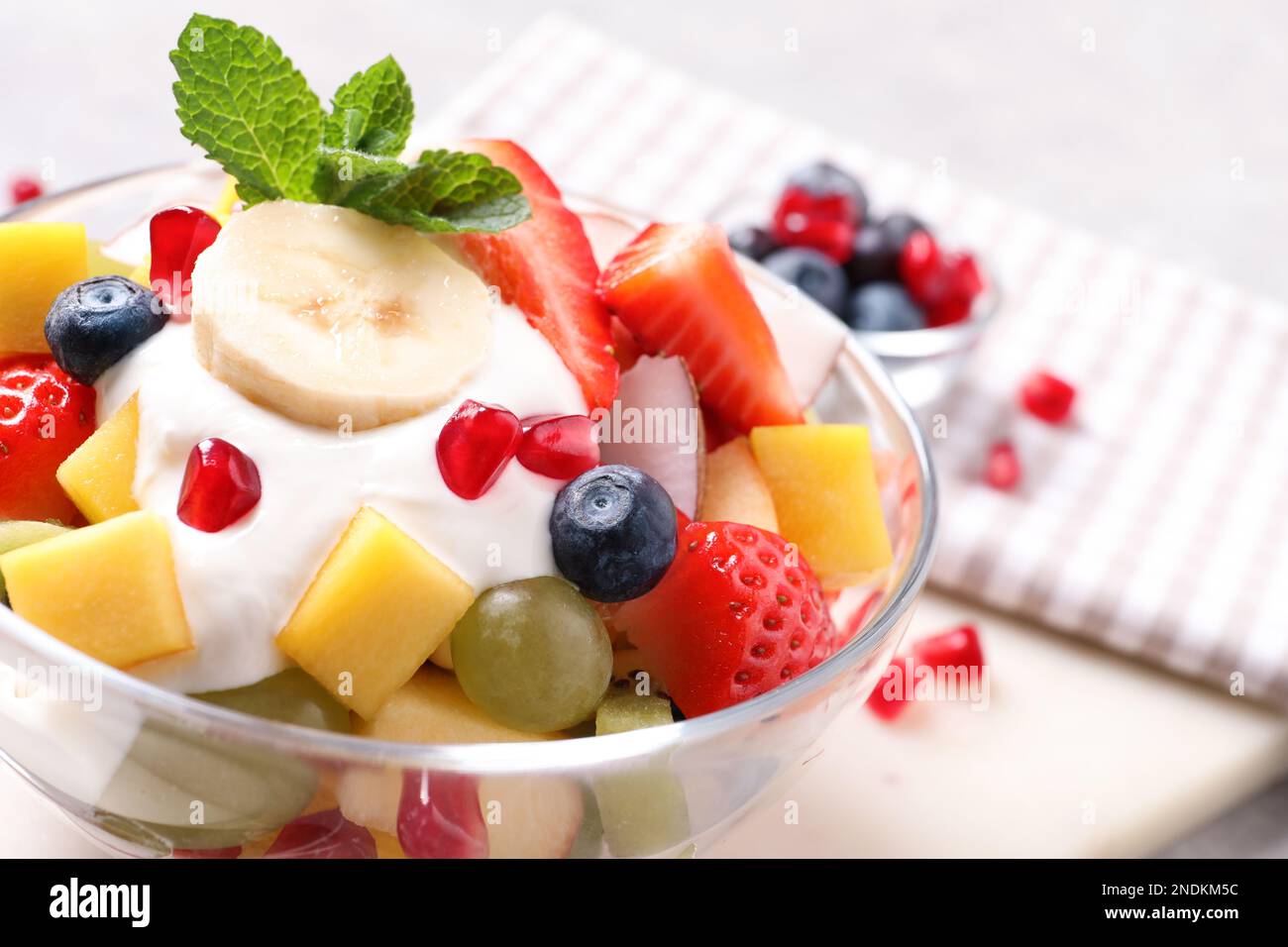 Strawberry pieces in yogurt hi-res stock photography and images - Alamy