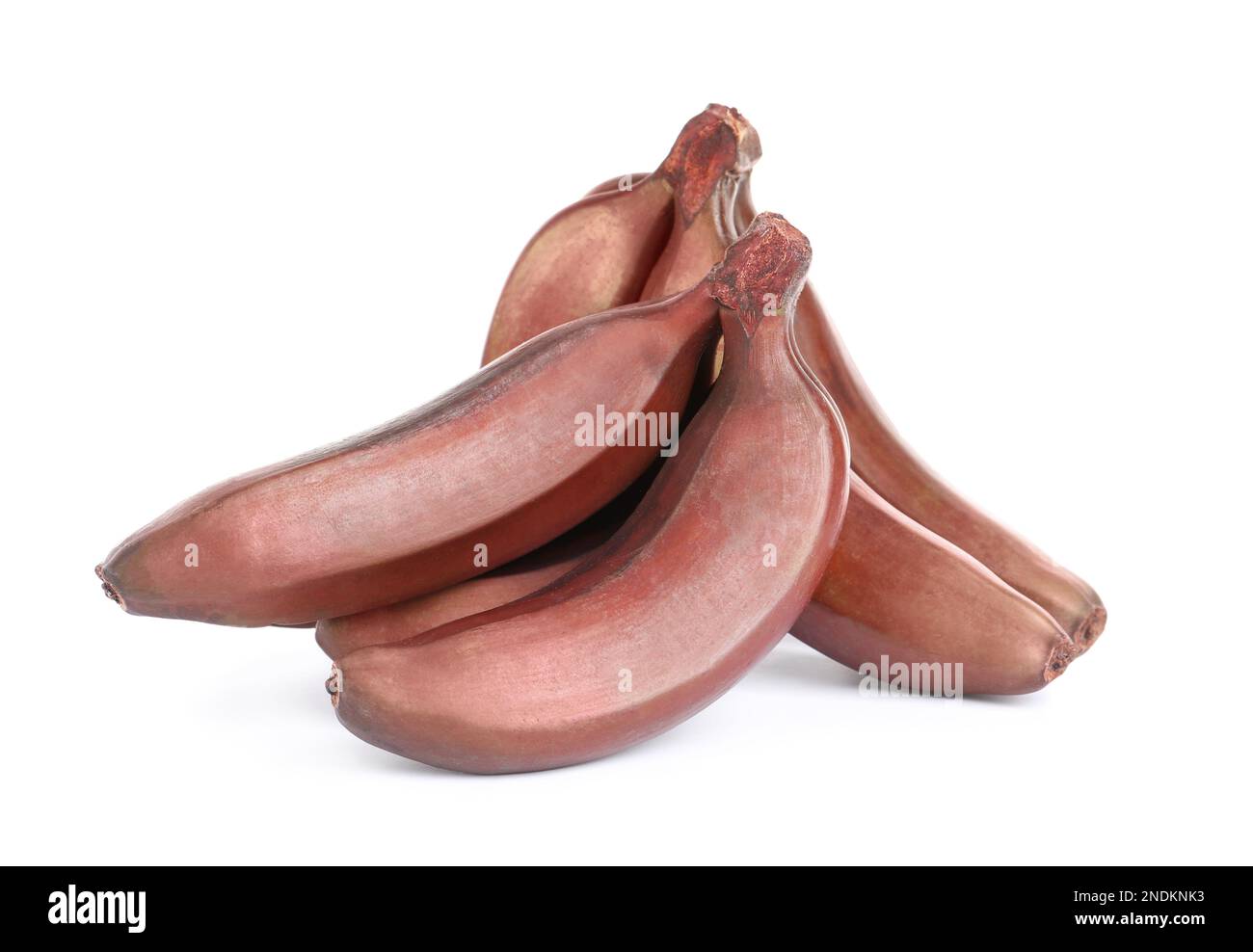 Delicious red baby bananas on white background Stock Photo - Alamy