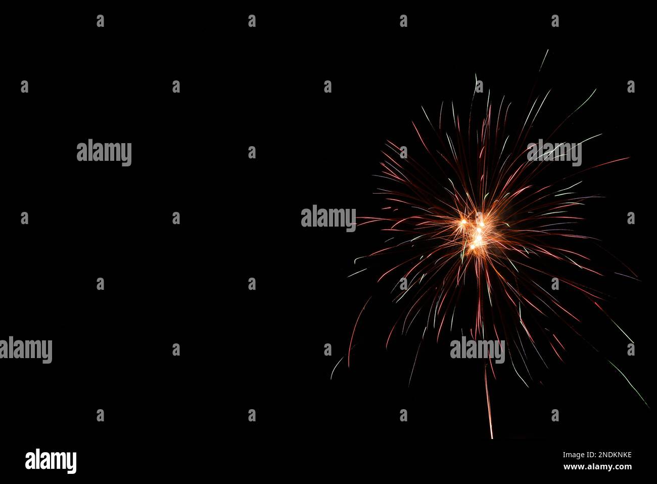 Beautiful bright firework lighting up night sky, space for text Stock ...