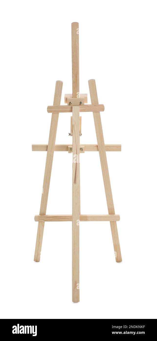 Empty wooden easel isolated on white. Equipment for art Stock Photo - Alamy