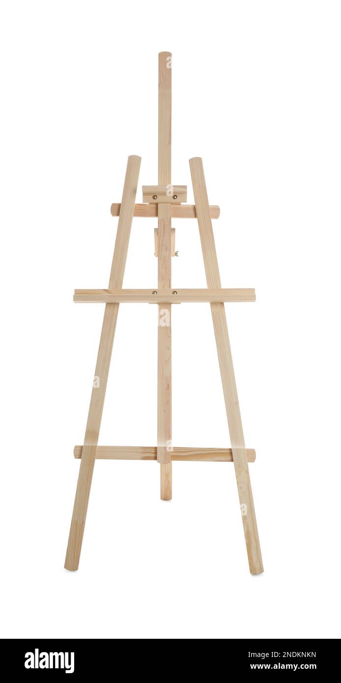 Empty wooden easel isolated on white. Equipment for art Stock Photo - Alamy