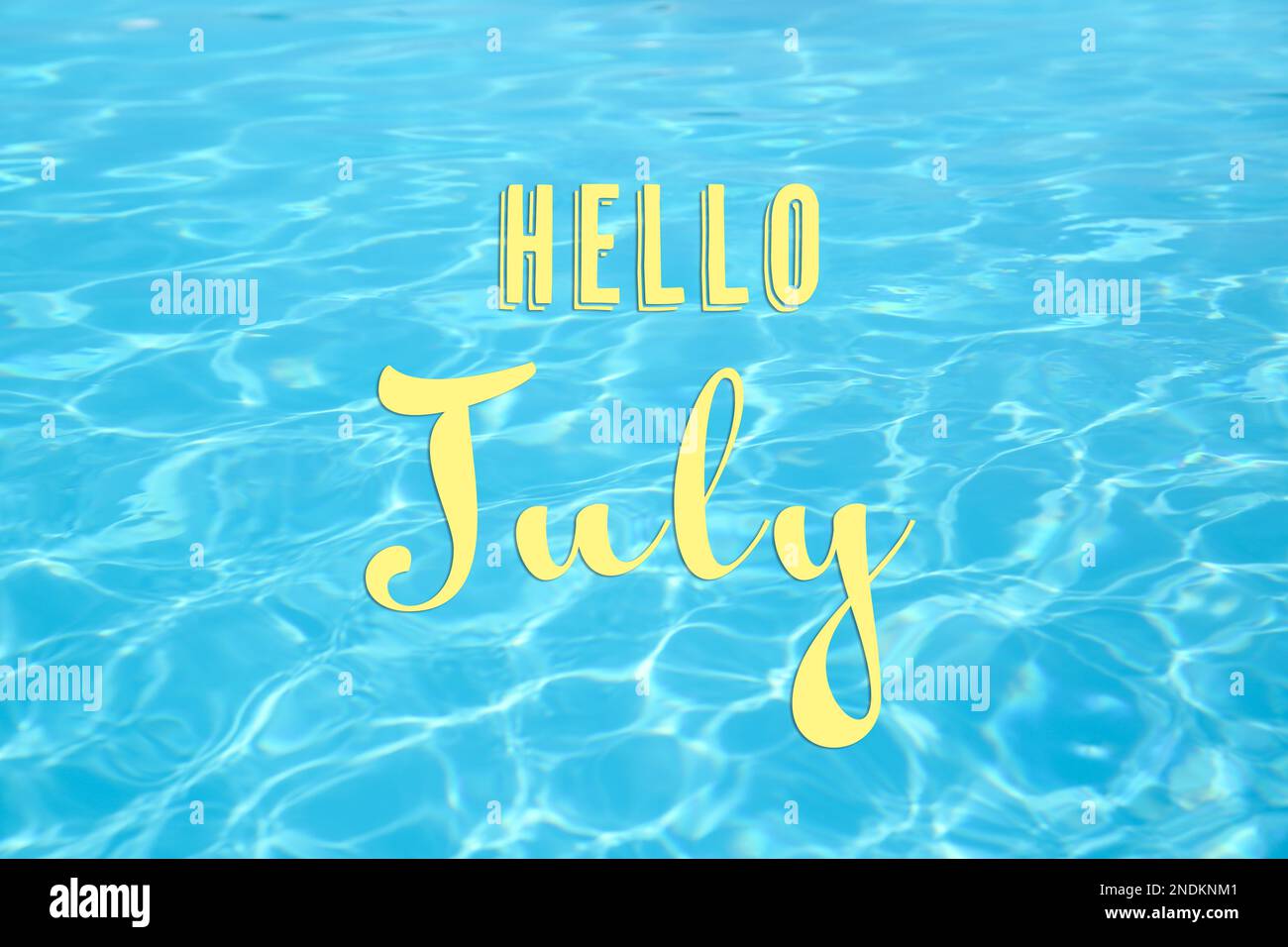 Hello July. Swimming pool with clear water as background Stock Photo ...