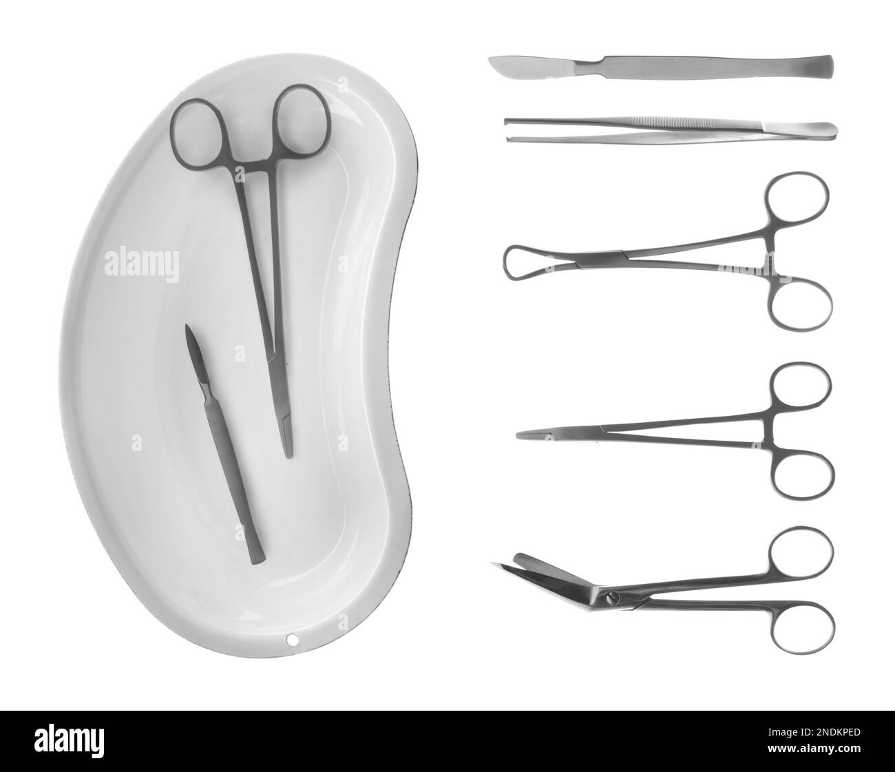 Set with different surgical instruments on white background Stock Photo ...