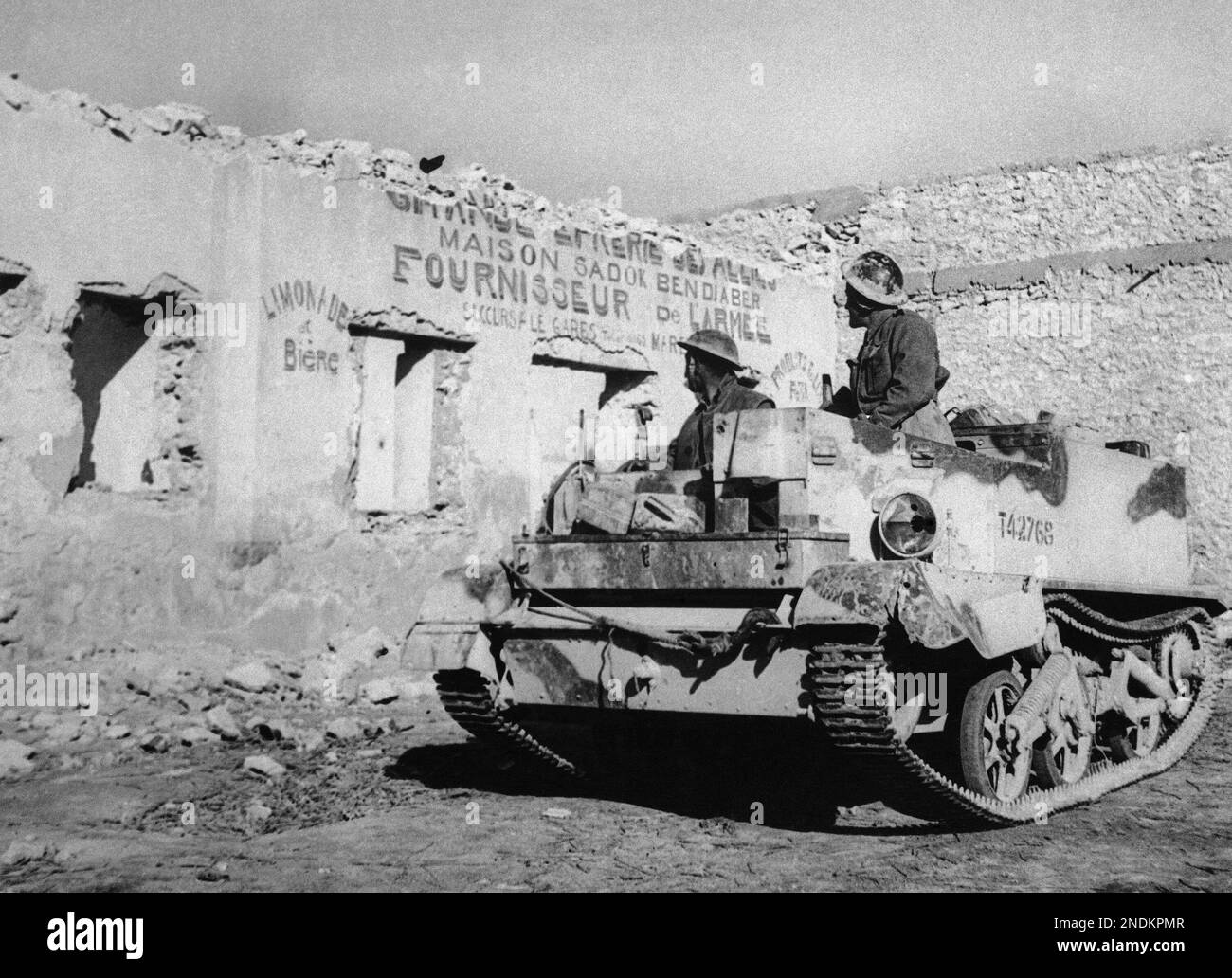 In a desert worn tank, British Tommies who played roles in the victory ...