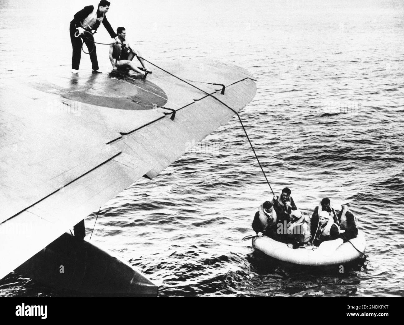 Six crew members of a British Coastal command Whitley, forced down ...