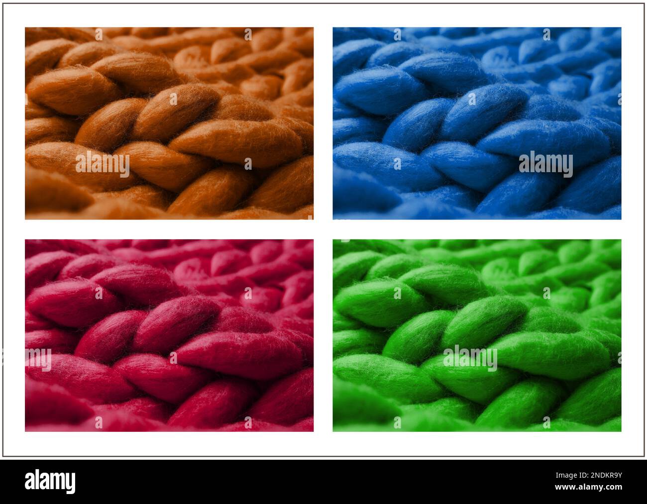 Samples of different wool on white background, collage. Color palette ...