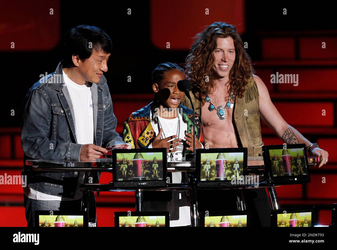 Jackie Chan, Jaden Smith and Shaun White present the award for biggest ...